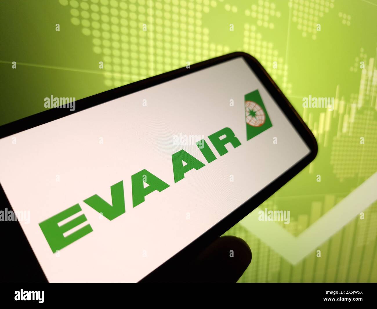 Konskie, Poland - May 05, 2024: EVA Air company logo displayed on ...