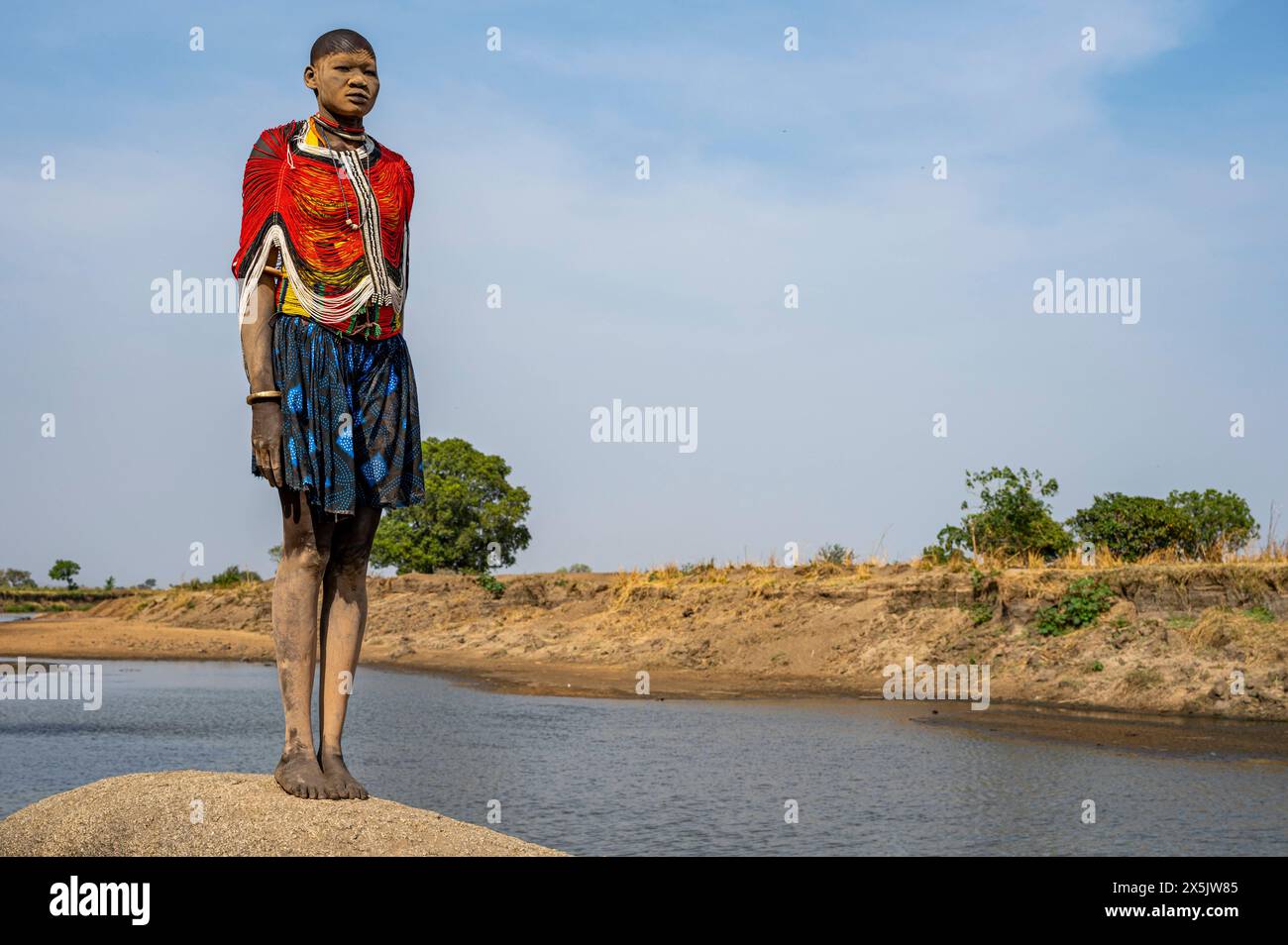 Pretty Mundari girl in a traditional dress, Mundari tribe, South Sudan ...