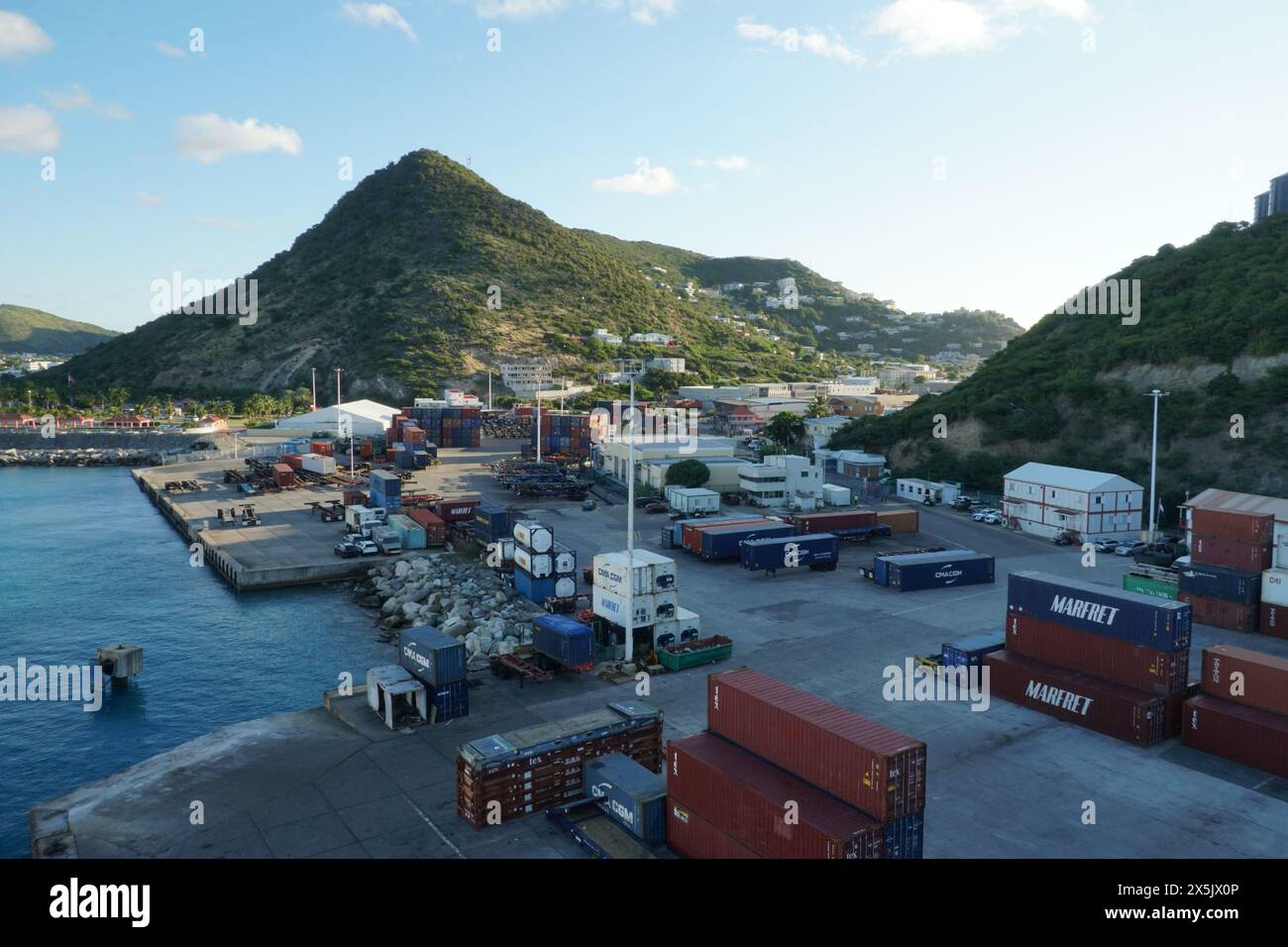 Port and container terminal in Philipsburg on the Caribbean island of ...