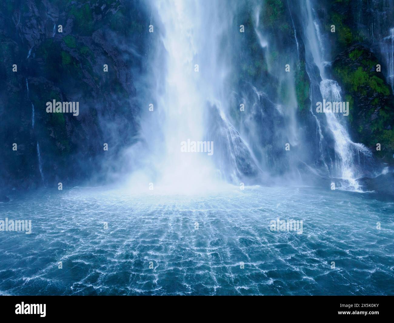 Waterfall on Milford Sound, Fiordland National Park, Te Wahipounamu ...