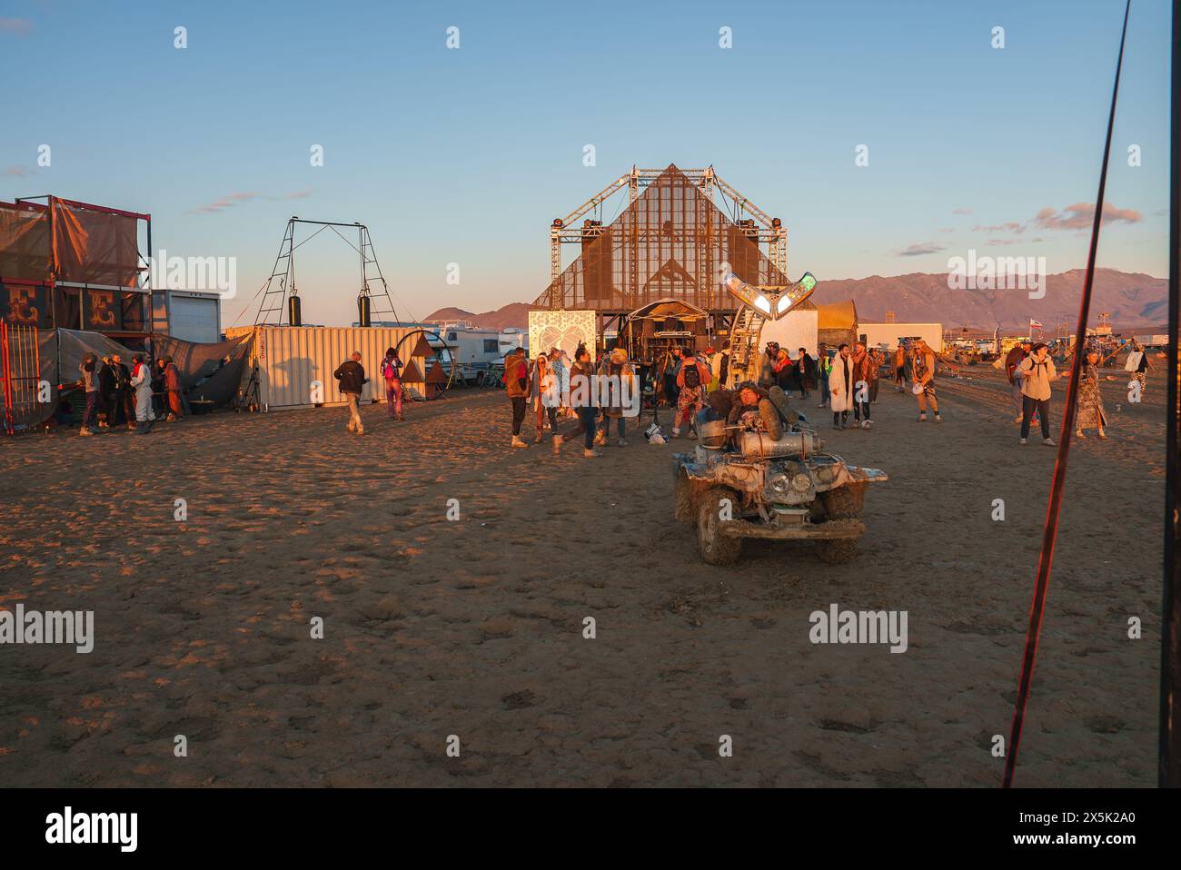 Desert Music Festival Scene at Sunset, Artistic Vibe Stock Photo - Alamy