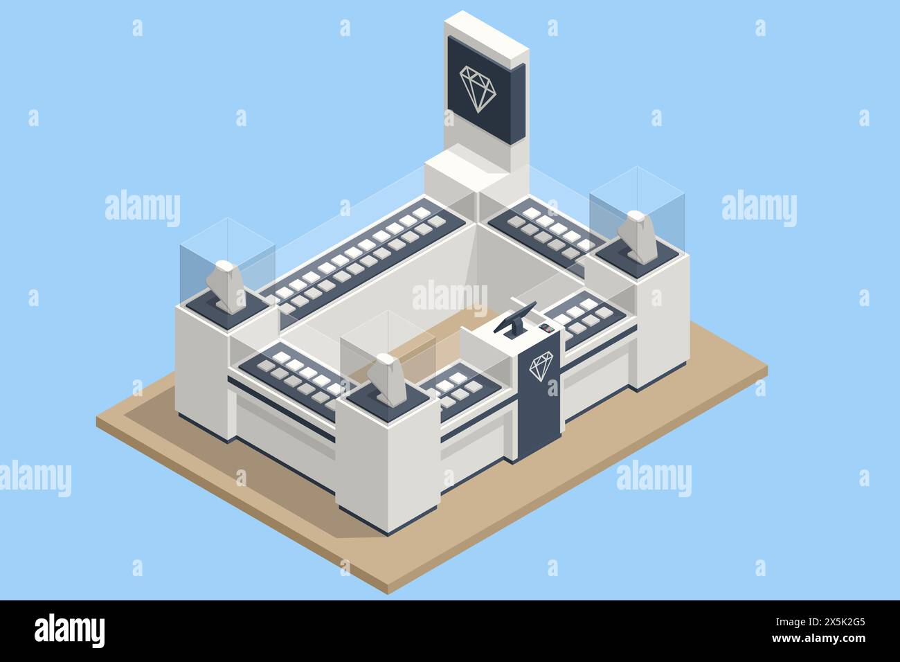 Isometric Elegant jewelry. Jewellery gold and silver ring with diamonds ...