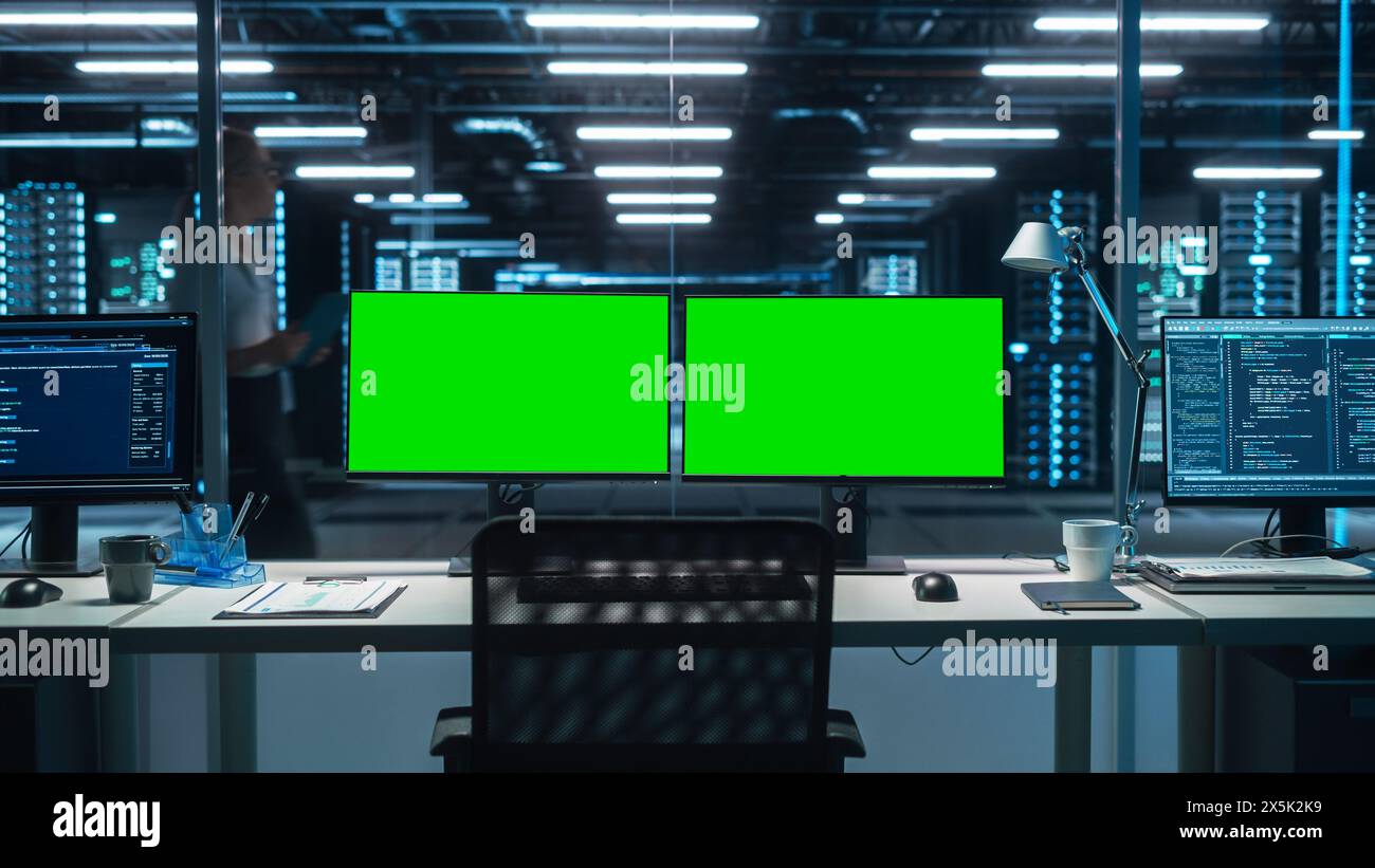Two green screen monitors in hi-res stock photography and images - Alamy