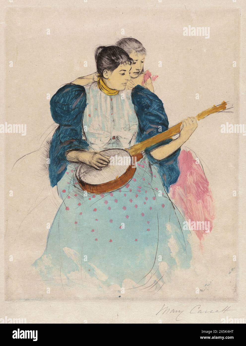 Painting by american artist Mary Cassatt (1844-1926) The Banjo Lesson ...