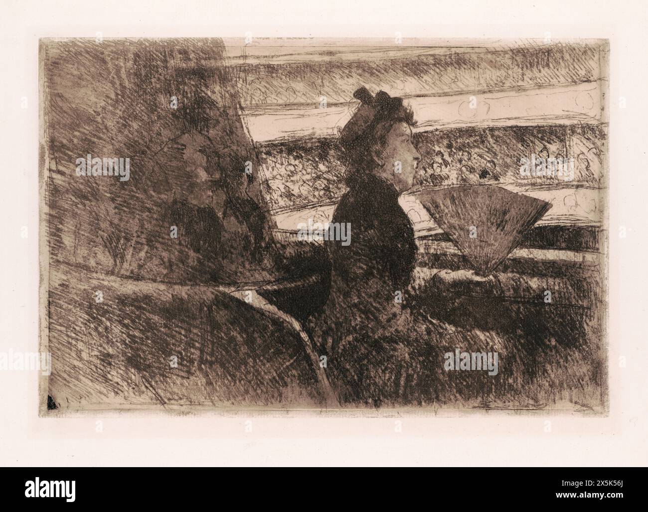 Drawing by american artist Mary Cassatt - The opera (1881) - Very high resolution Stock Photo ...