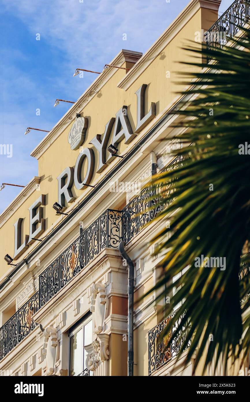 Nice, France - 12 November 2023: Facade of the famous historical hotel ...