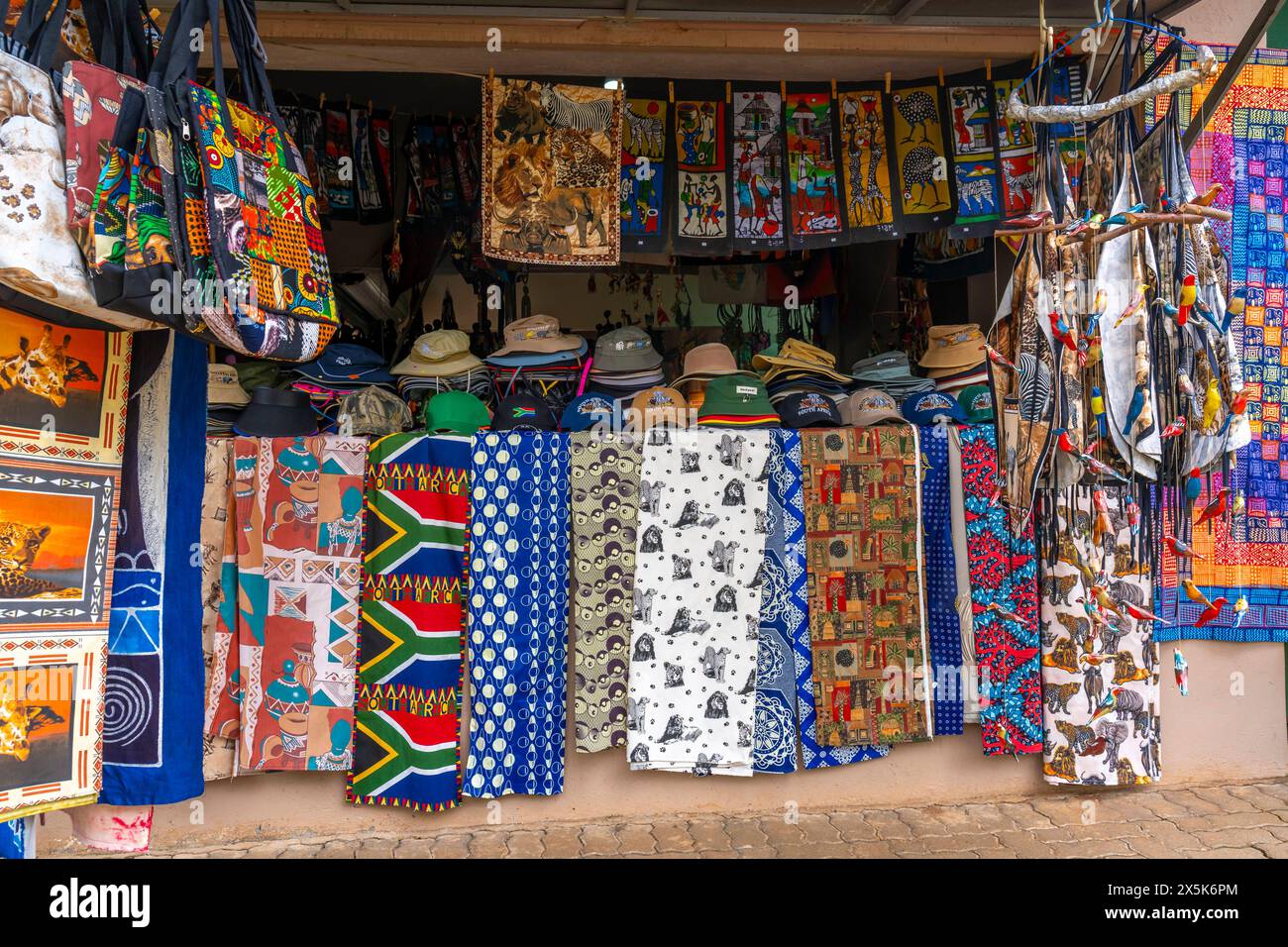 View of colourful souvenirs in Moremela village at Bourke s Luck ...