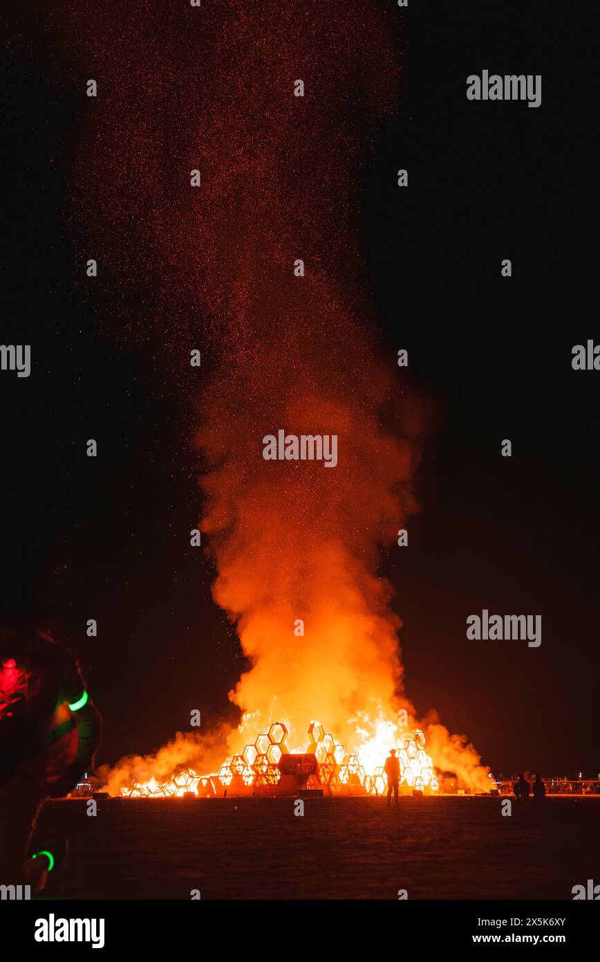 Intense Nighttime Desert Fire Festival Celebration Stock Photo - Alamy