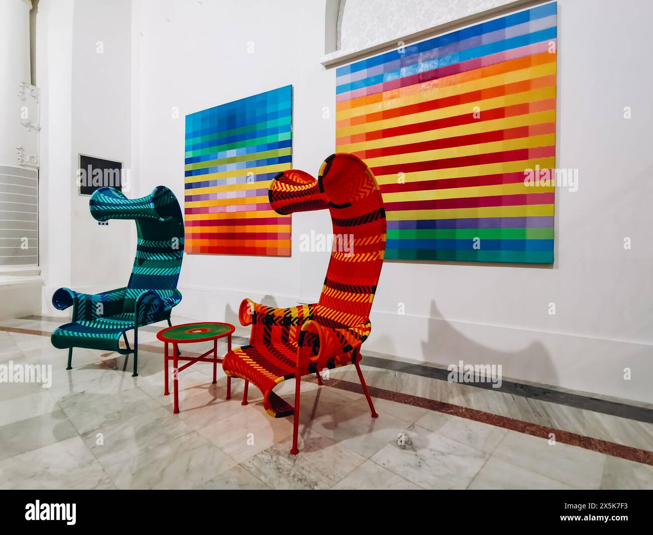 Nice, France - 5 April 2024: Shadowy chairs, by Tord Boontje, in ...