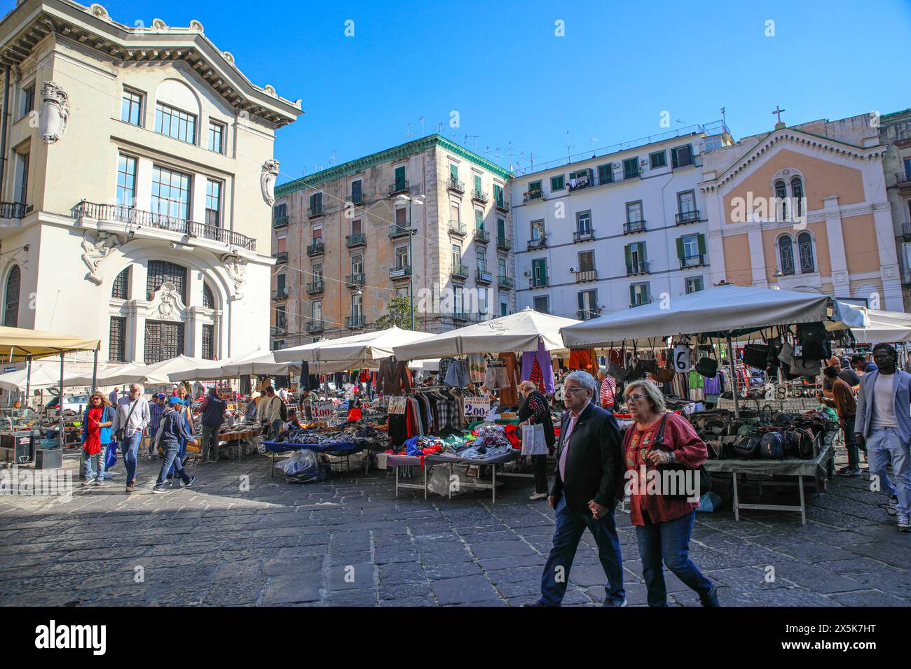 Naples, Italy. Shoppers and tourists shop and pass through old town ...
