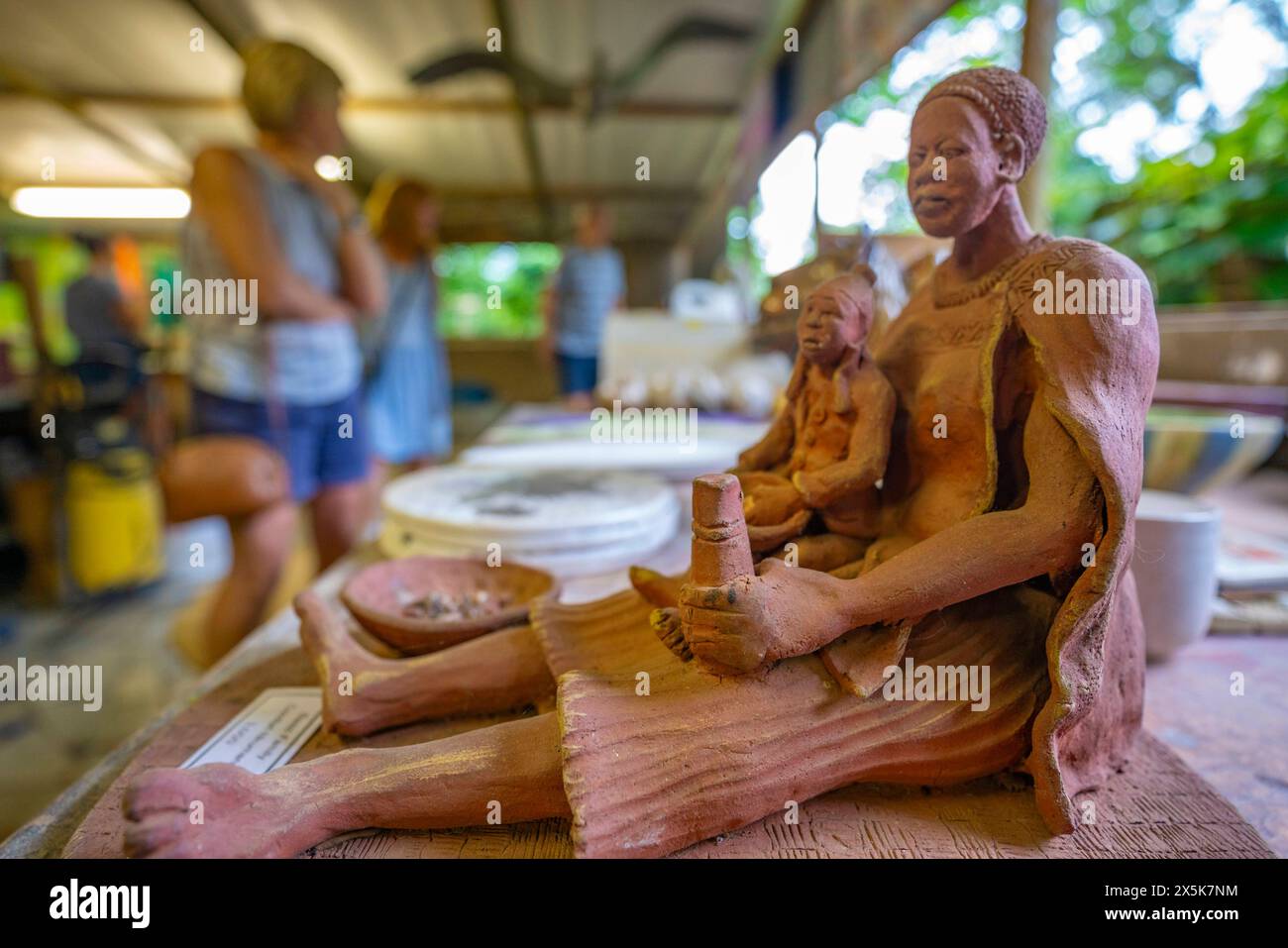 View of pottery in interior workshop of traditional Eswatini crafts ...