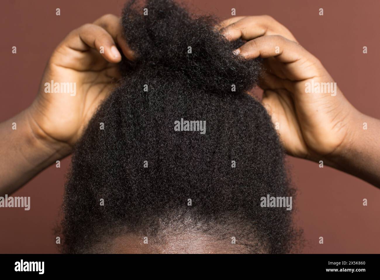 Black afro curly hair with shrinkage, Type 4c hair that is dry with a ...