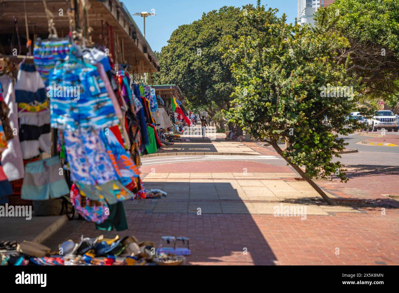 View of colourful souvenirs on promenade, Durban, KwaZulu-Natal ...