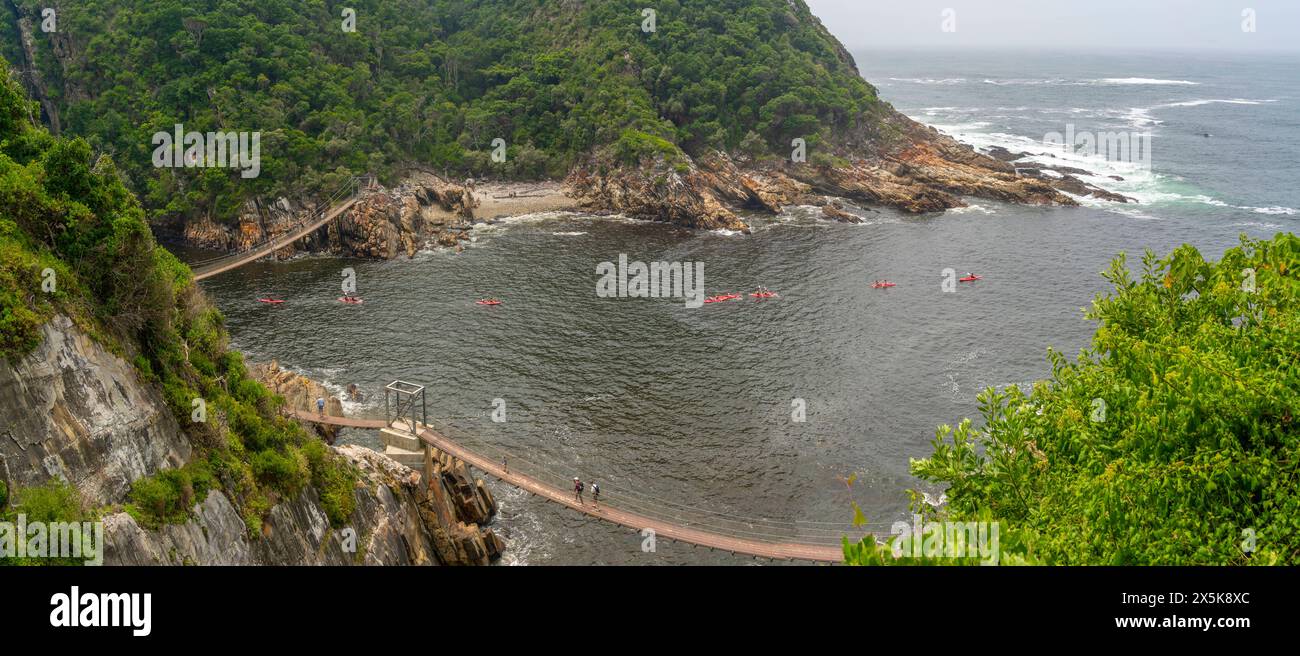 View of suspension bridge at Storms River, Tsitsikamma National Park ...