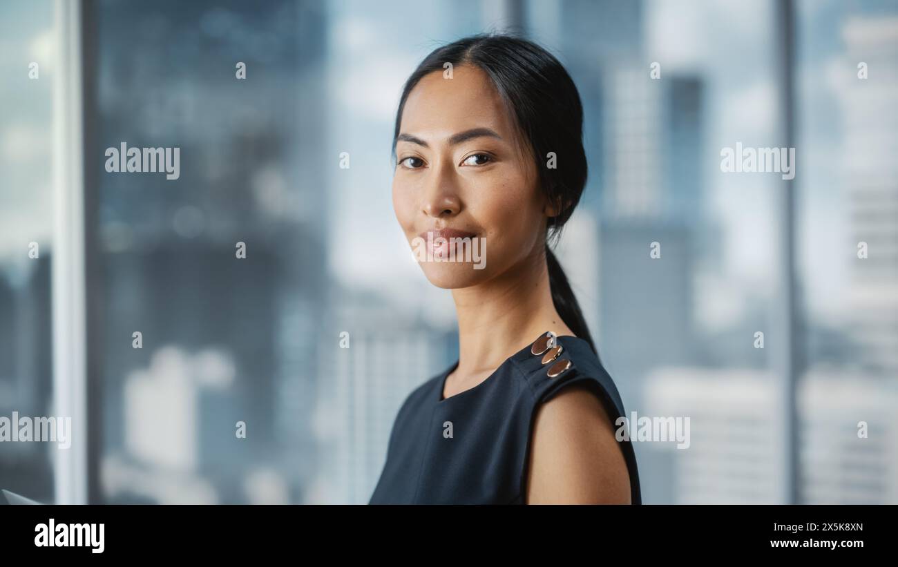 Beautiful Portrait of an Asian Businesswoman in Stylish Black Dress ...