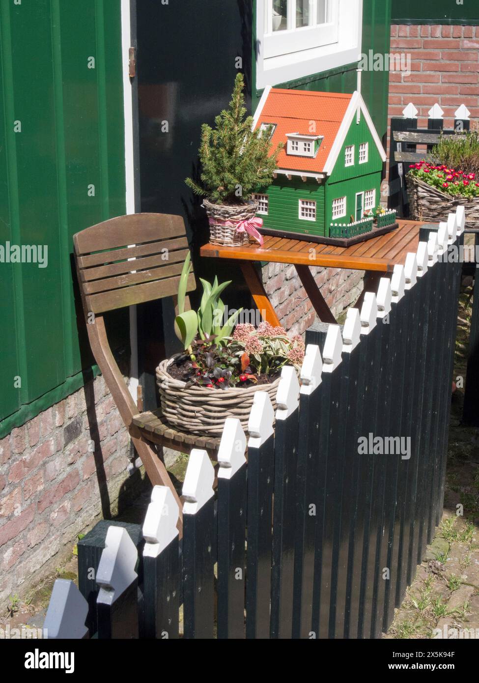 Decorative display in front of a typical Dutch home in the historical ...