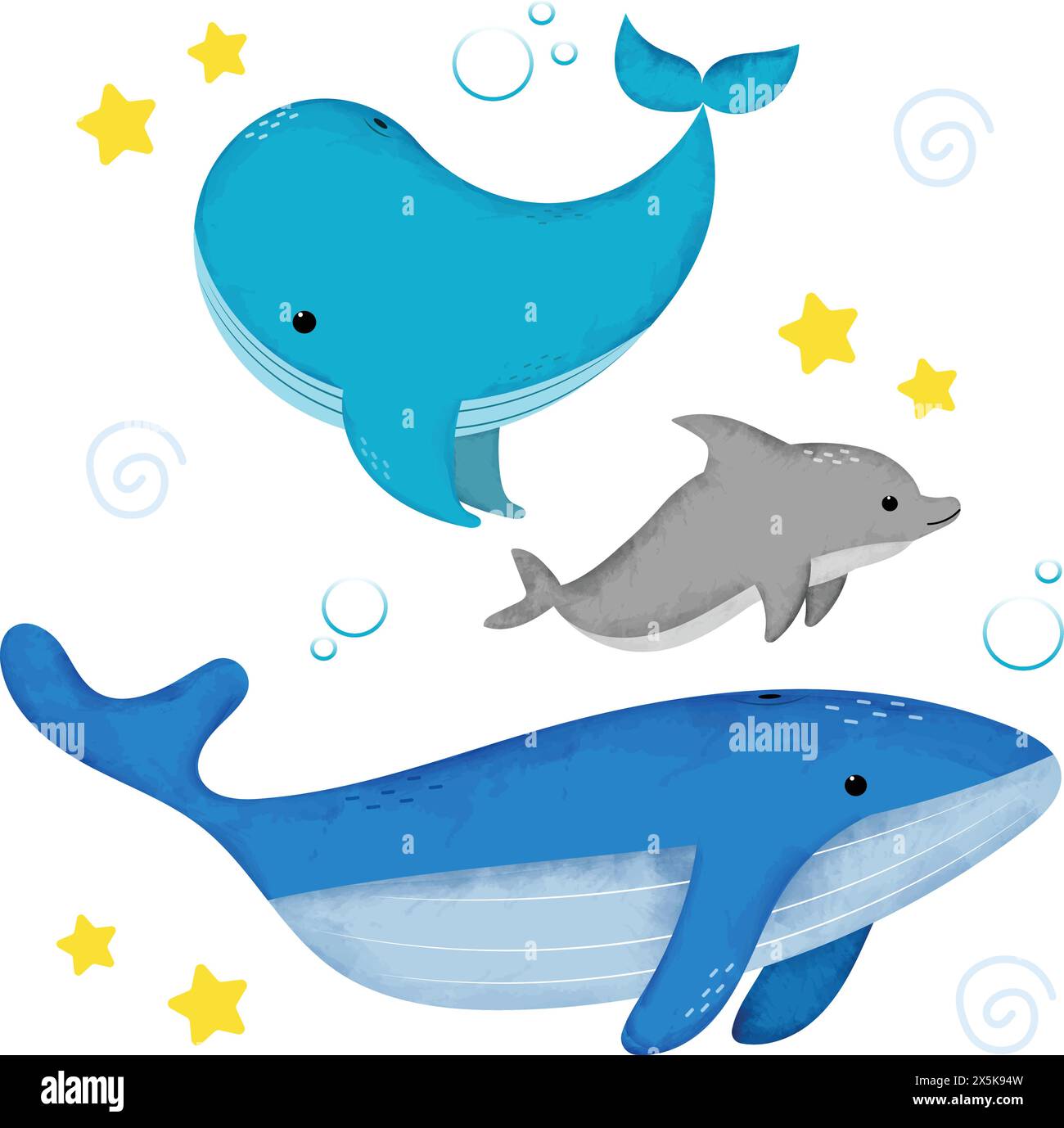 Set of cartoon ocean animals Stock Vector Image & Art - Alamy