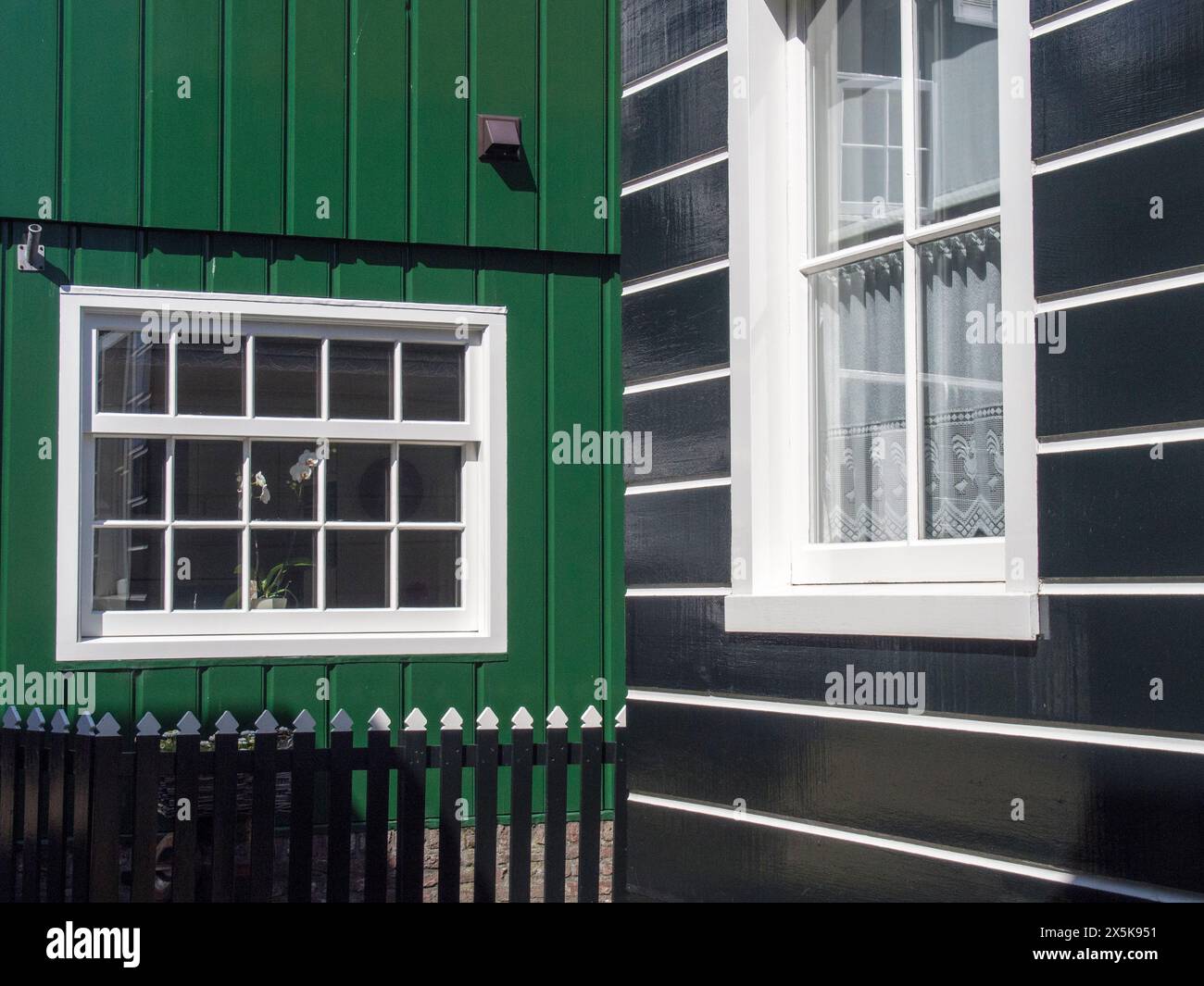 Windows in the historical Dutch town of Marken in The Netherlands ...