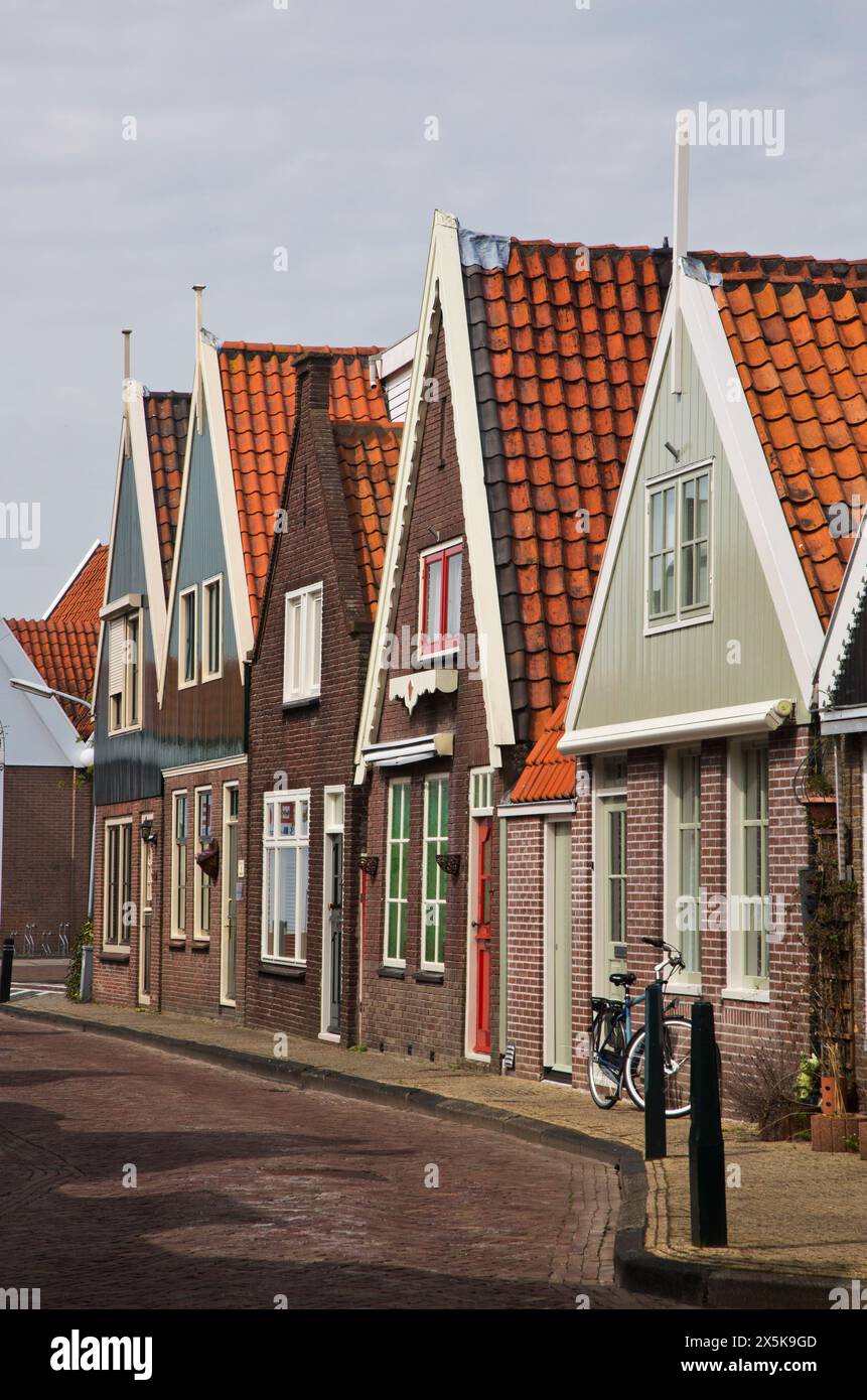 Holland, Netherlands, Volendam. Traditional buildings at the fishing ...