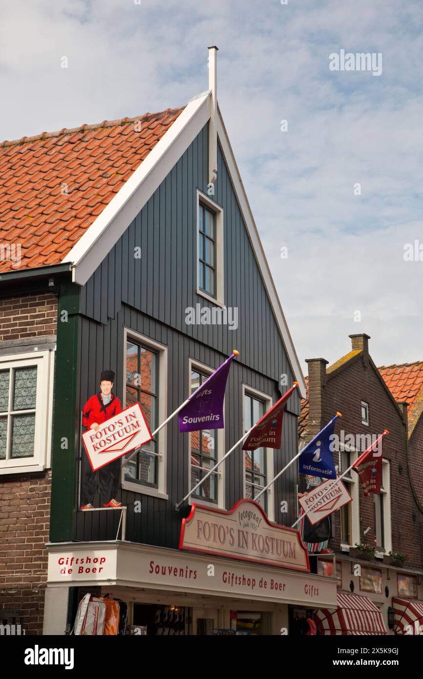Holland, Netherlands, Volendam. Traditional buildings at the fishing ...