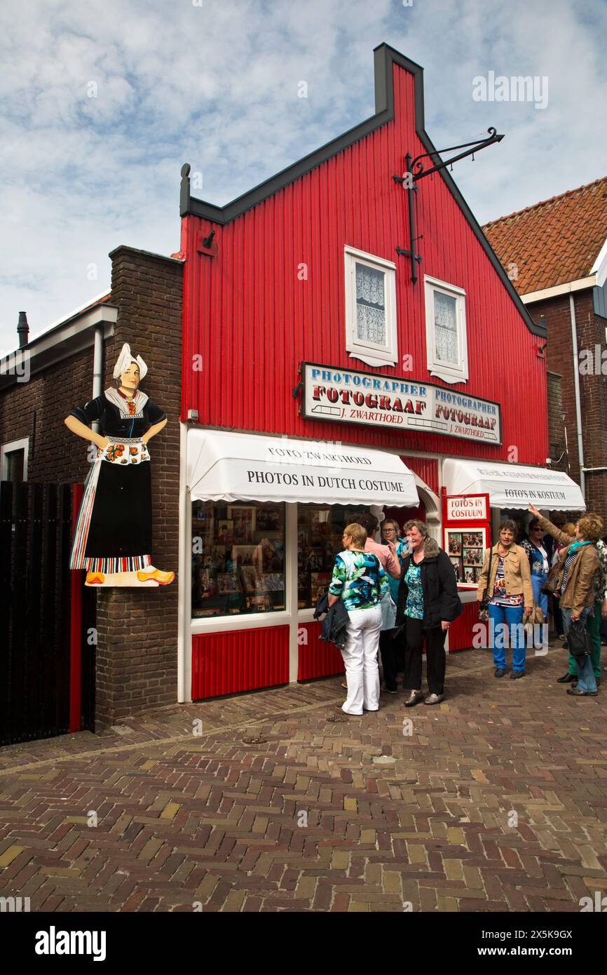 Holland, Netherlands, Volendam. Traditional buildings at the fishing ...
