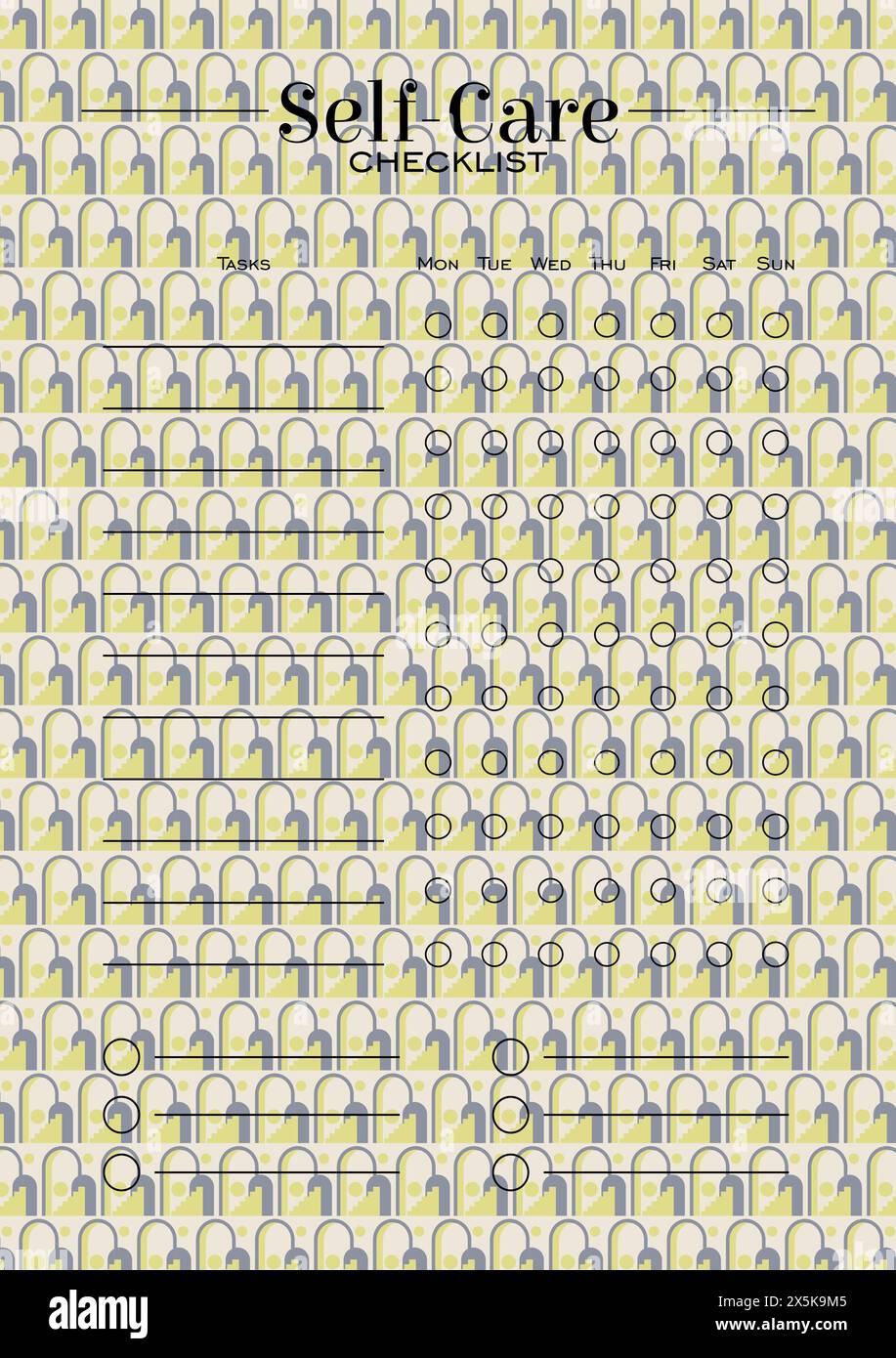 Self-care organizer paper sheet. Body care planner list worksheet ...