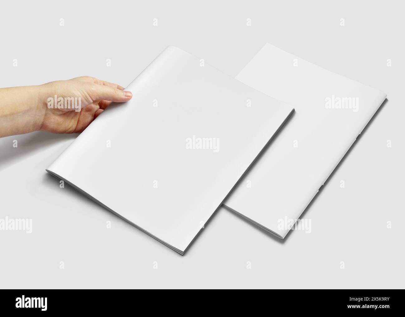 Hand Holding Vertical A4 Brochure Mockup Stock Photo - Alamy