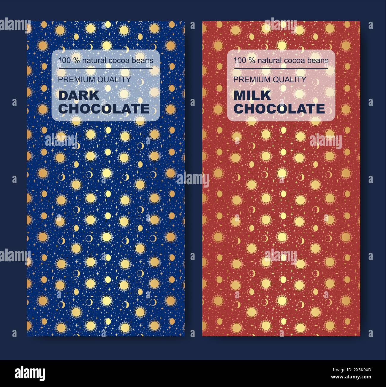 Organic chocolate bar golden universe design. Modern typography and ...