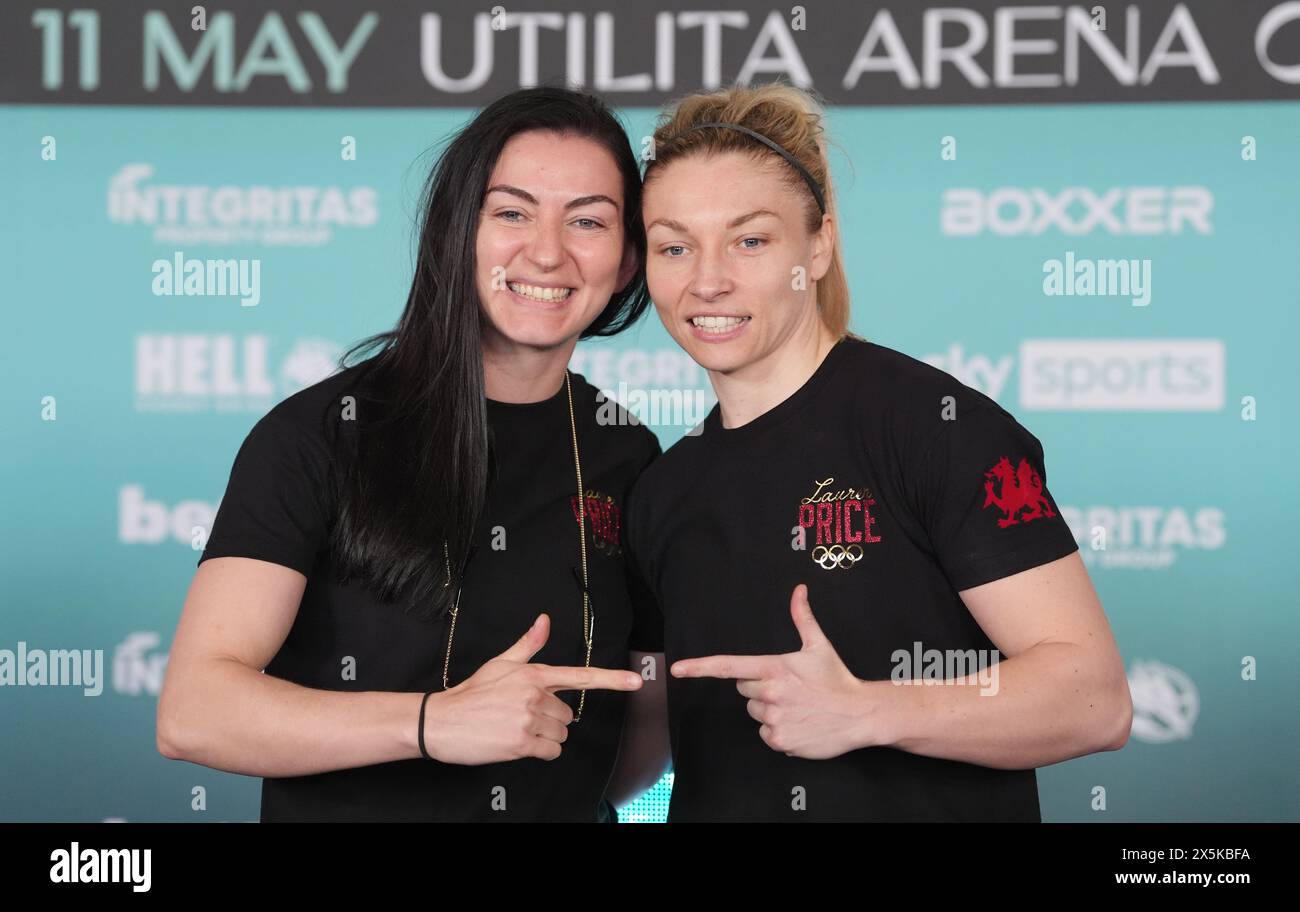 Lauren Price (right) with Karriss Artingstall during the weigh in at ...