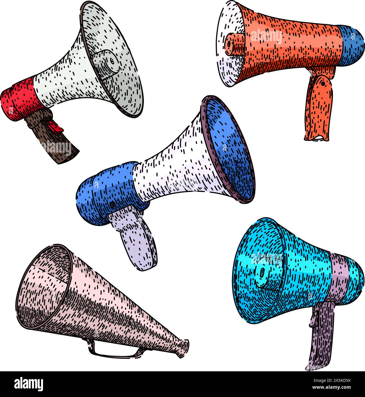 megaphone set sketch hand drawn vector Stock Vector Image & Art - Alamy