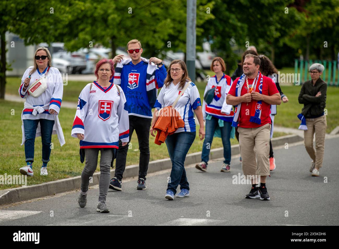 Ostrava, Czech Republic. 10th May, 2024. Slovak fans arrive at the fan ...