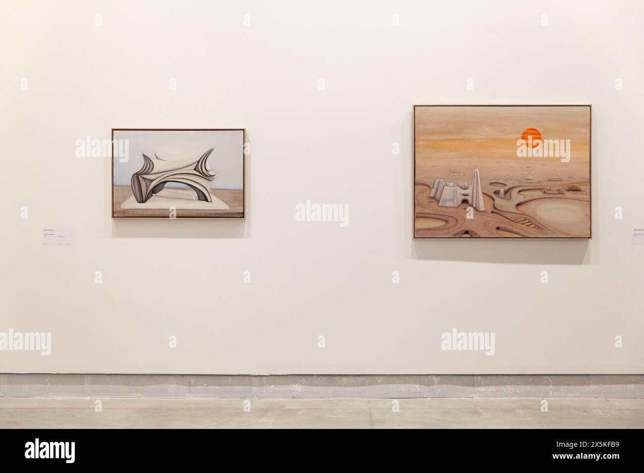 Venice, Italy - April 19, 2024: The paintings of Aref el Rayess exposed ...