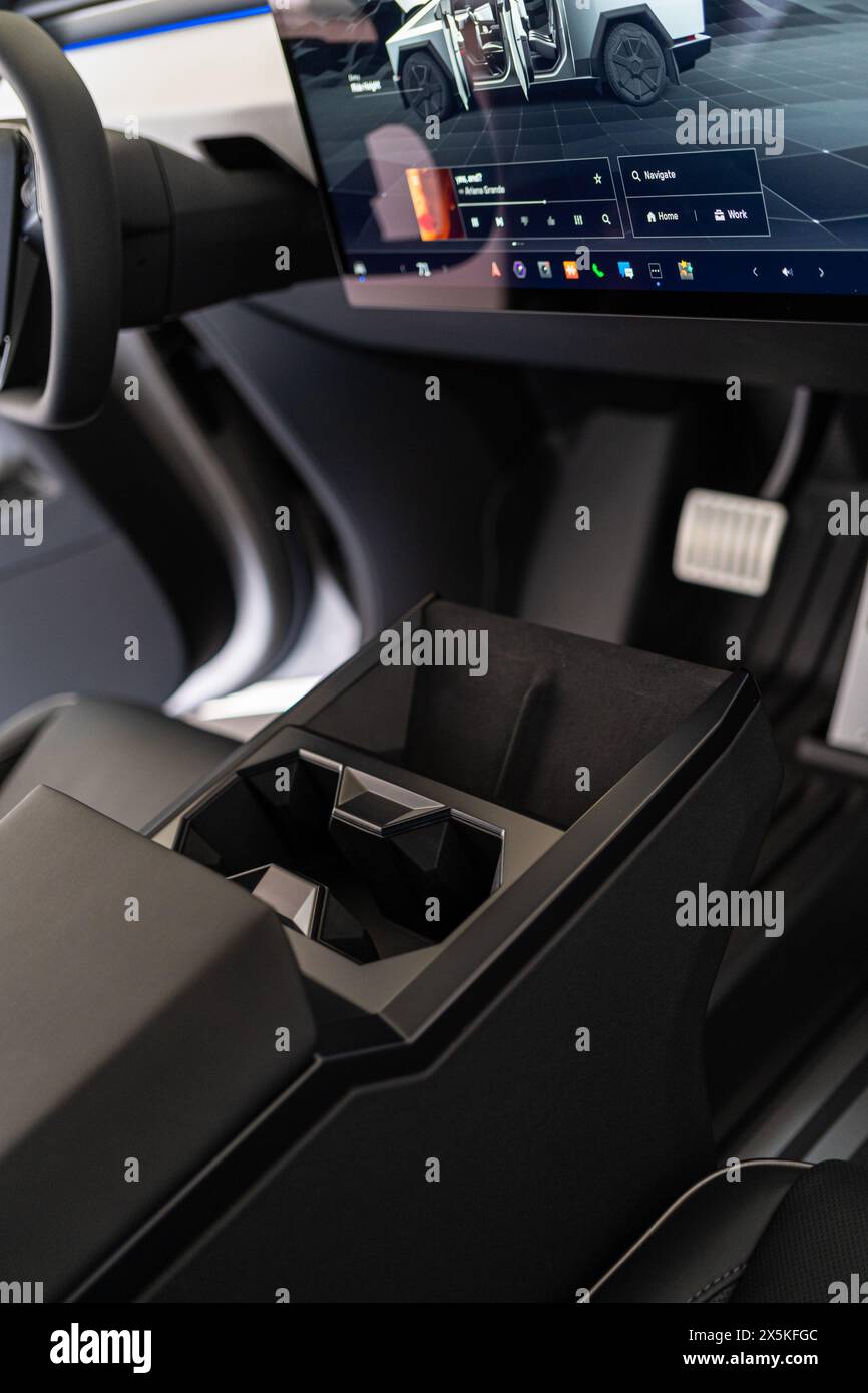 Interior View of the Tesla Cybertruck Featuring the Central Console ...