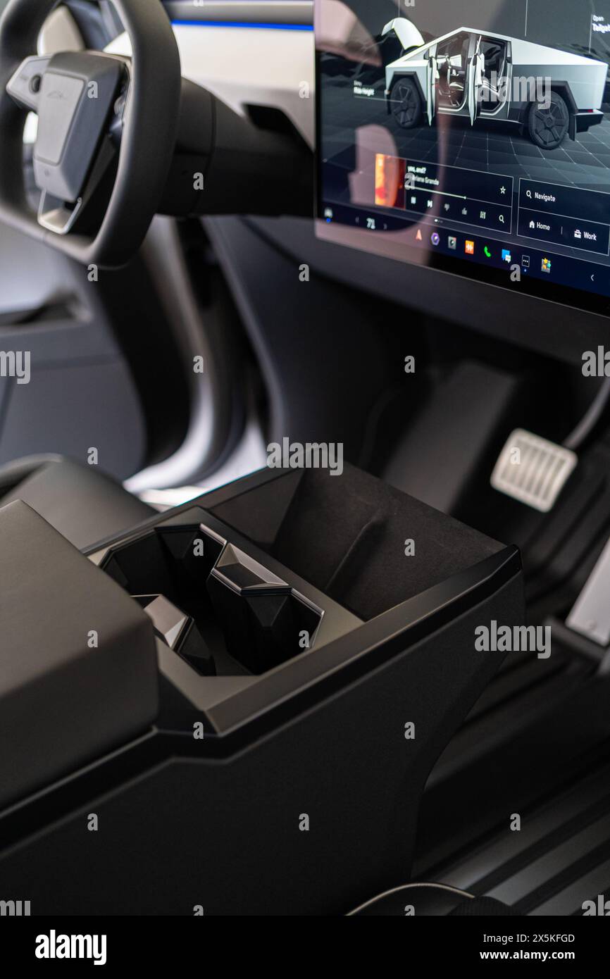 Interior View of the Tesla Cybertruck Featuring the Central Console ...