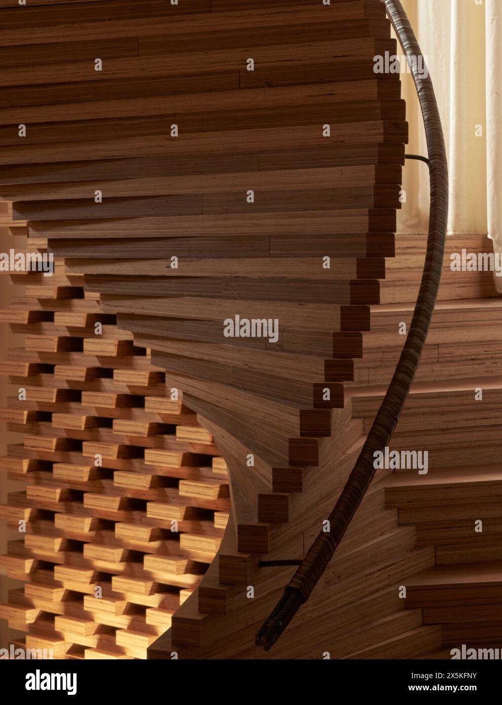 Detail of sculptural curvaceous timber staircase. ACME Offices, London ...