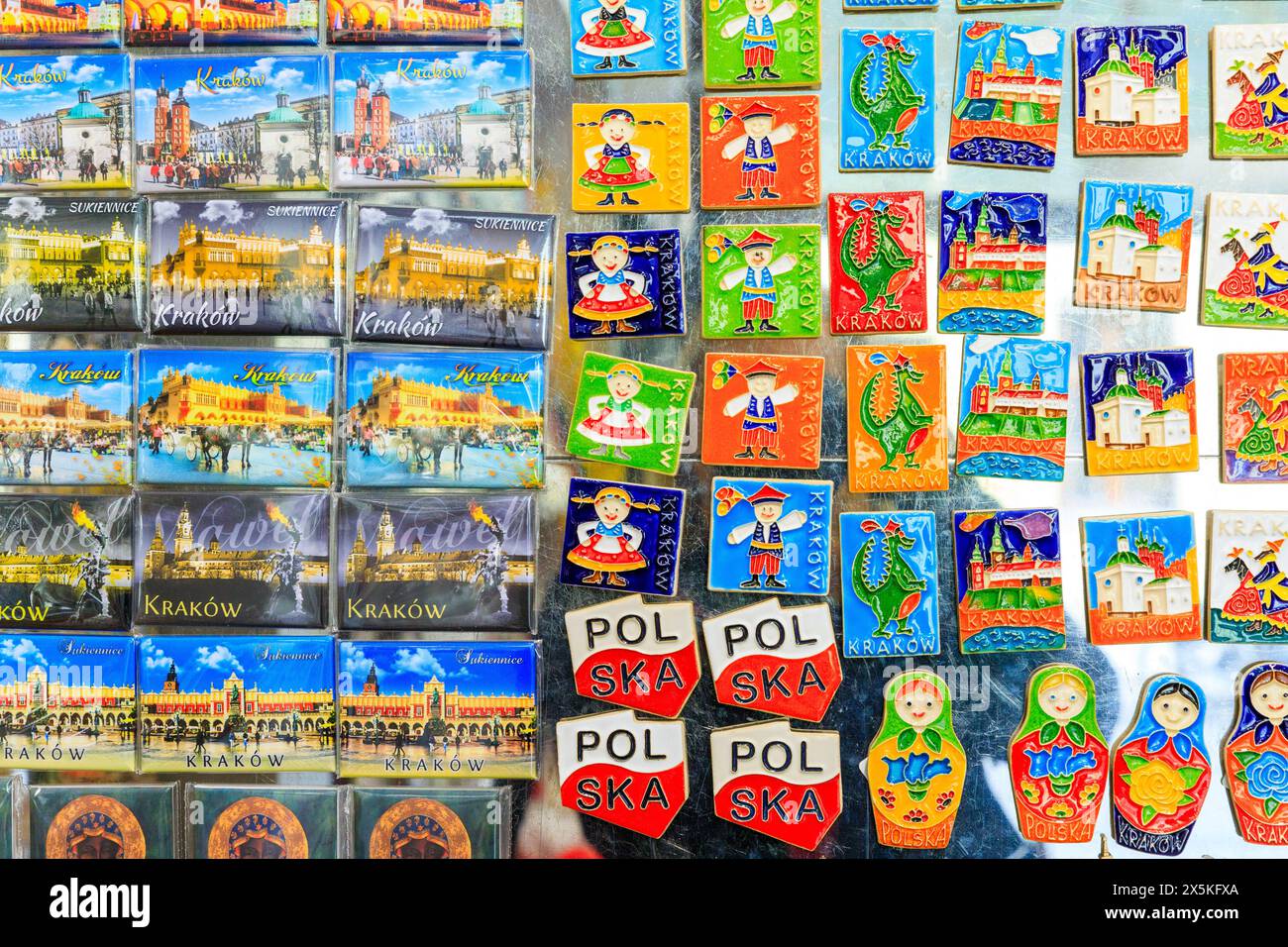 Poland, Krakow. Tourist magnets for sale. (Editorial Use Only Stock ...
