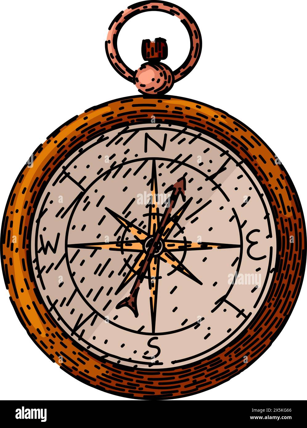compass retro travel vintage sketch hand drawn vector Stock Vector ...