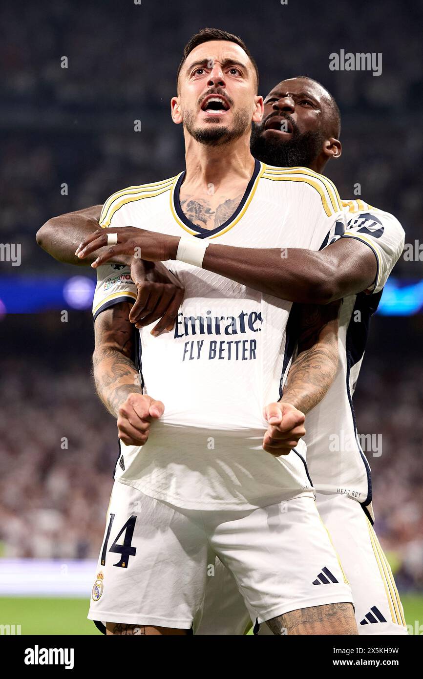Joselu Mato of Real Madrid celebrates after scoring their side's first ...