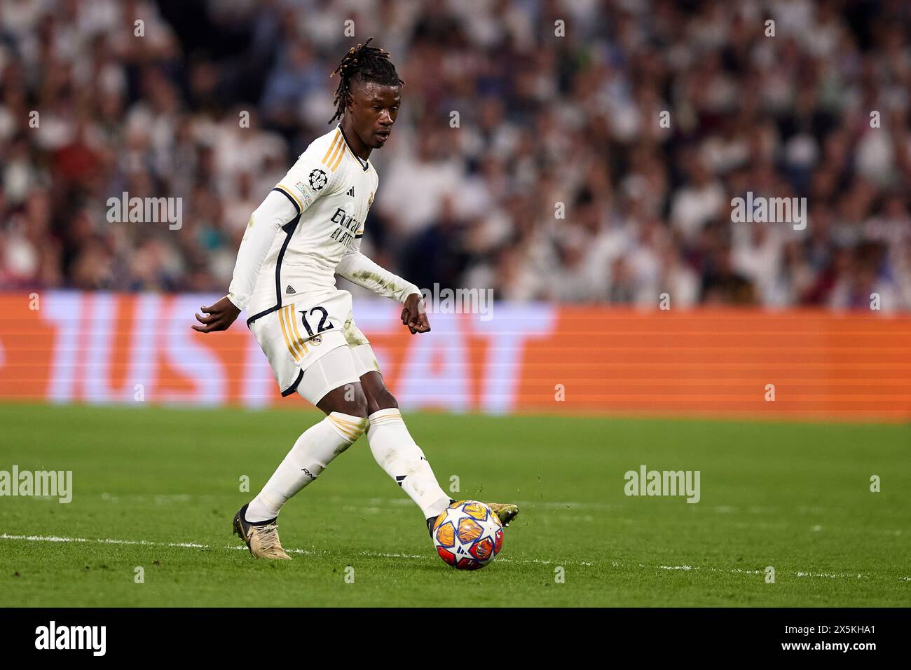 Eduardo Camavinga of Real Madrid passes the ball during the UEFA ...