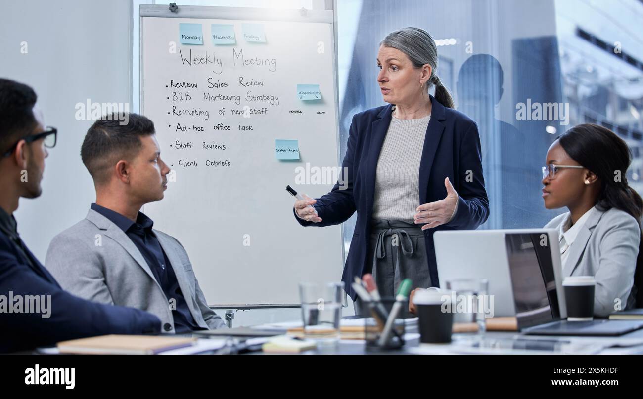 Office, business people and ceo in workshop for meeting, weekly ...