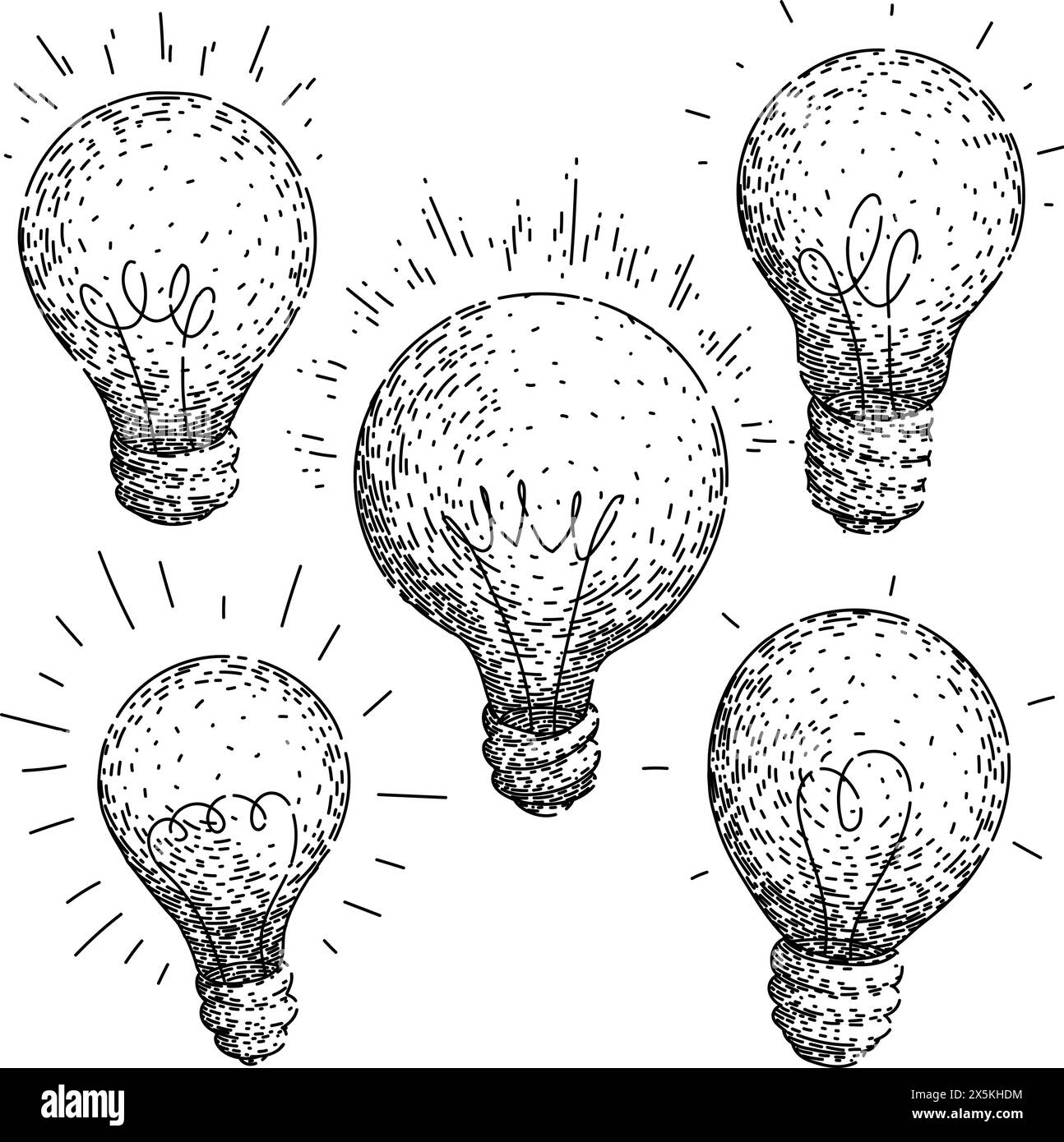 bulb set sketch hand drawn vector Stock Vector Image & Art - Alamy