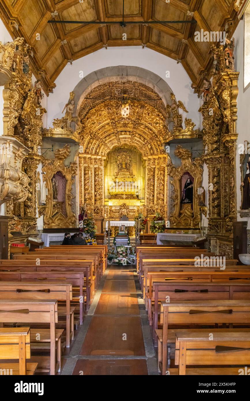 Portugal, Caminha. Ornate golden altar in the Igreja da Misericordia ...