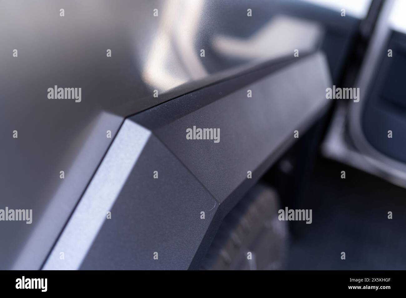 Close-Up View of Tesla Cybertruck Exterior Detail Stock Photo - Alamy