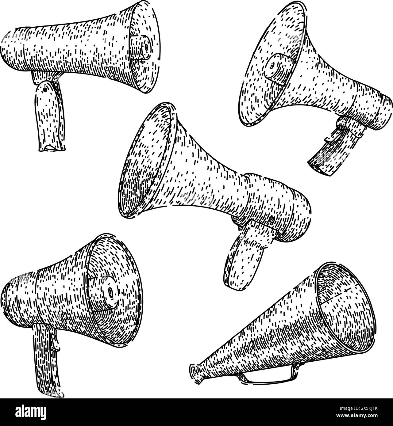 megaphone set sketch hand drawn vector Stock Vector Image & Art - Alamy