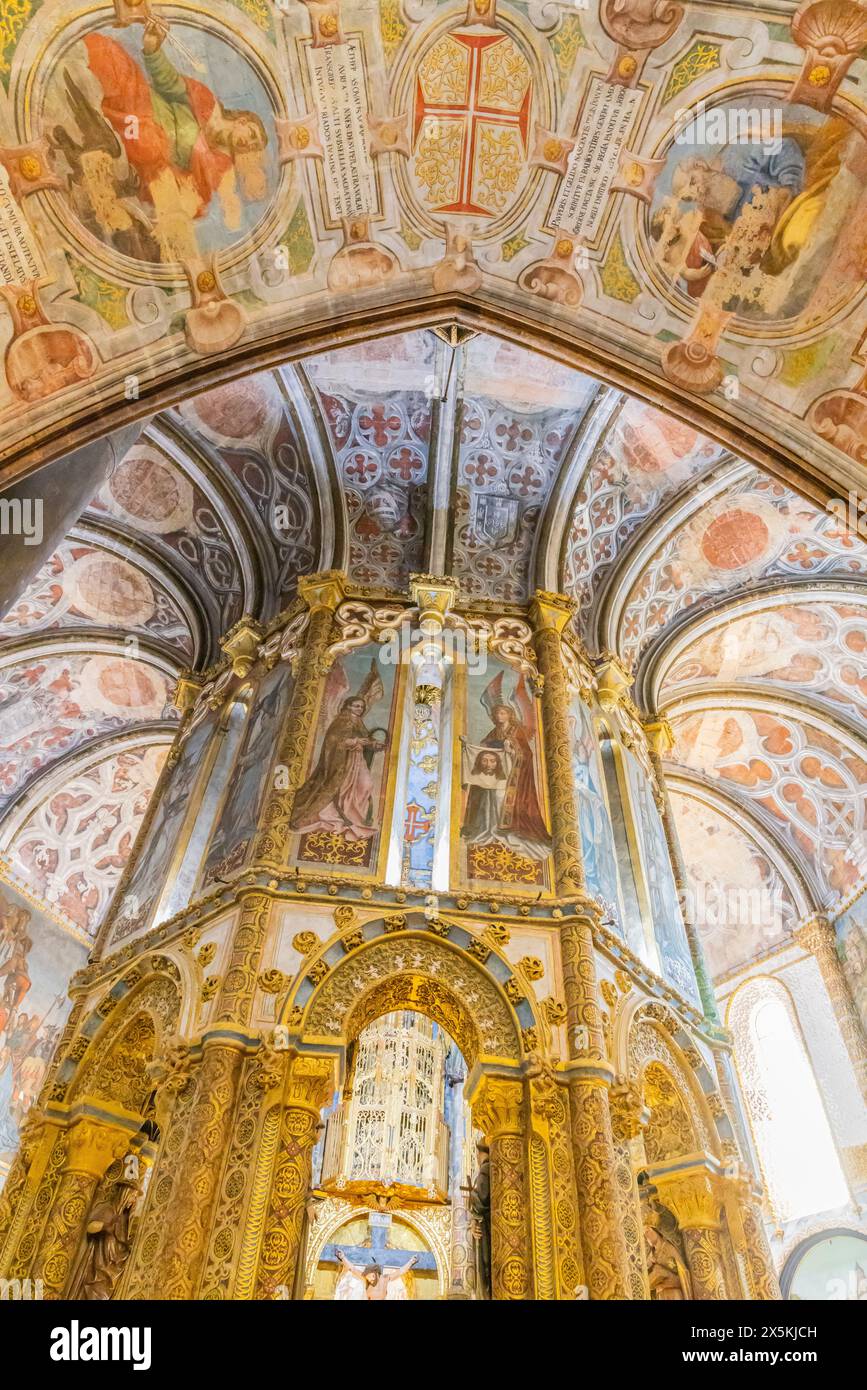 Portugal, Tomar. Ornate interior of the Convent of Christ in the Castle ...