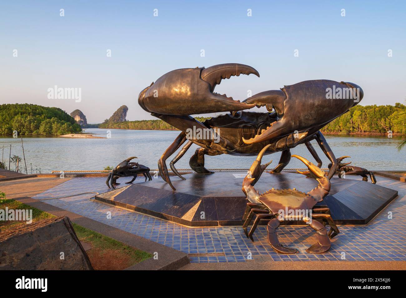 The Mud Crabs Sculpture in Krabi Town, Thailand on a sunny day. Khao ...
