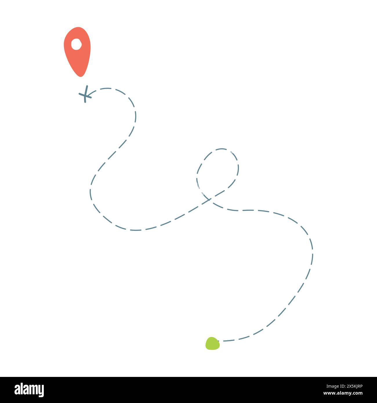 Road line path Vector icon, Route with start point, Dash line trace and ...