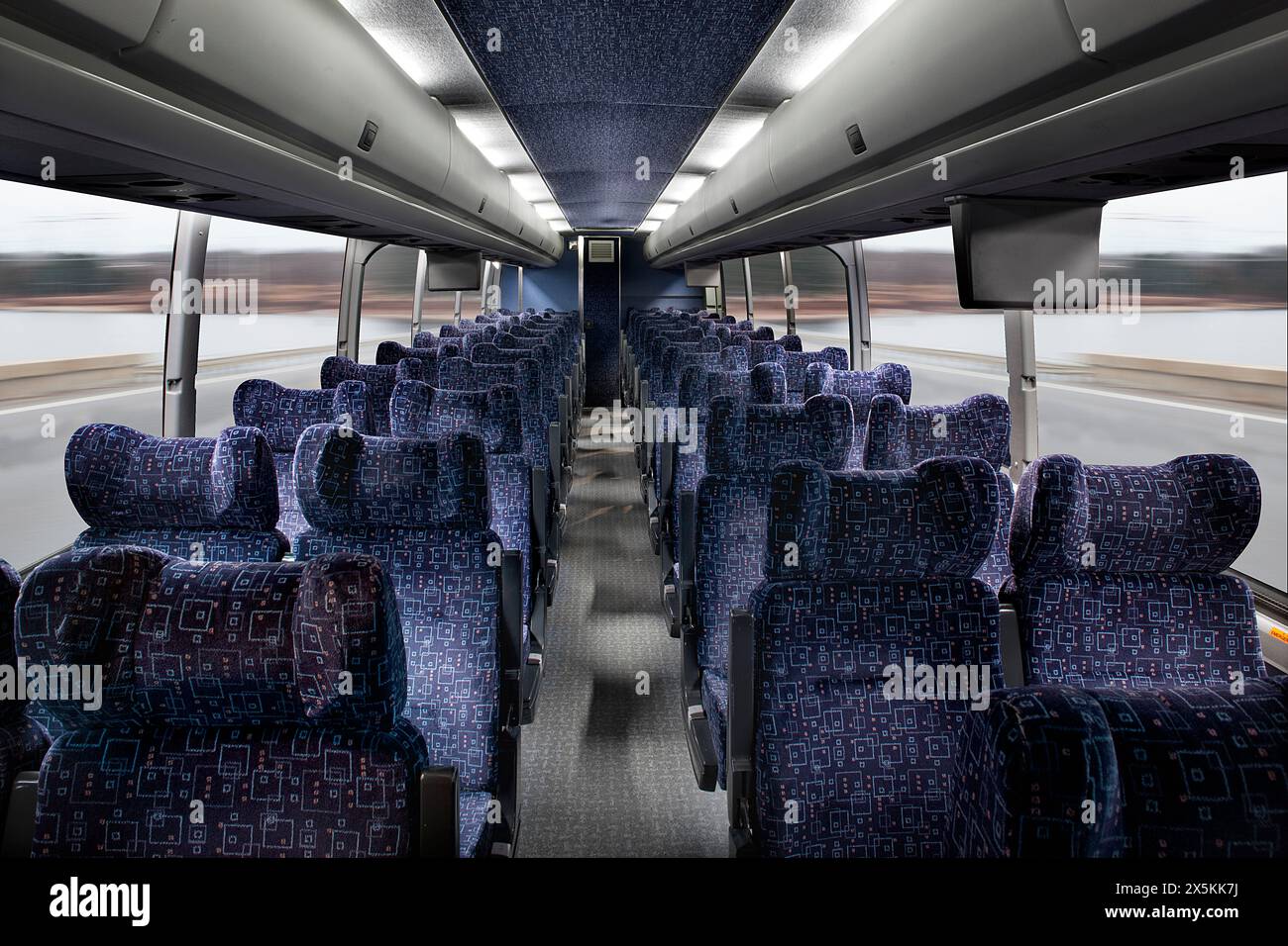 Interior view of passenger seating in a bus, in rows Stock Photo - Alamy