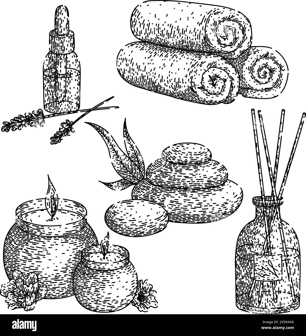 spa set sketch hand drawn vector Stock Vector Image & Art - Alamy