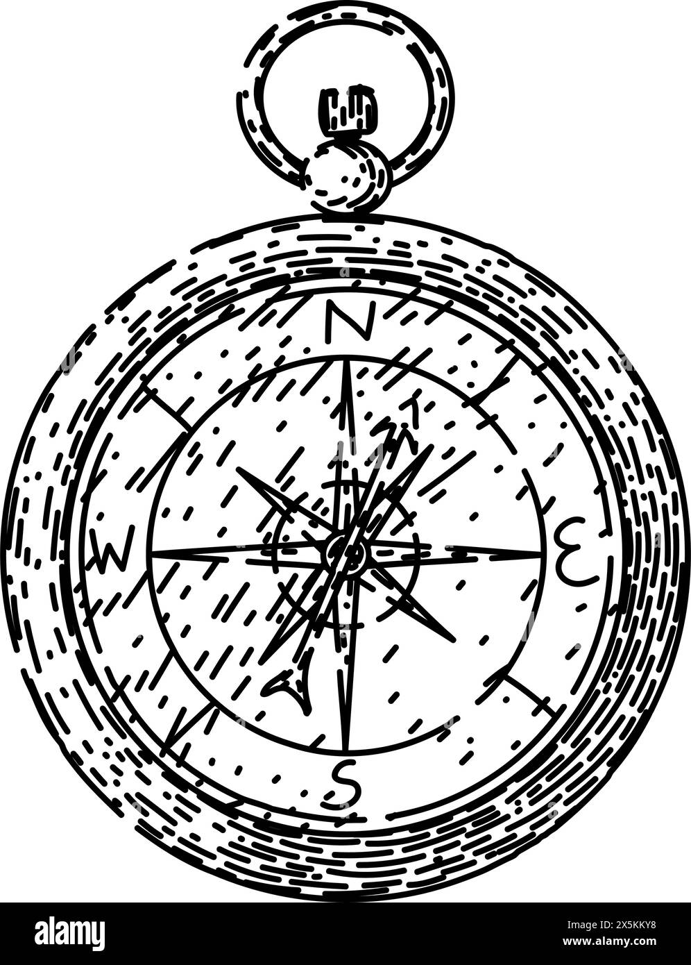 compass retro travel vintage sketch hand drawn vector Stock Vector ...